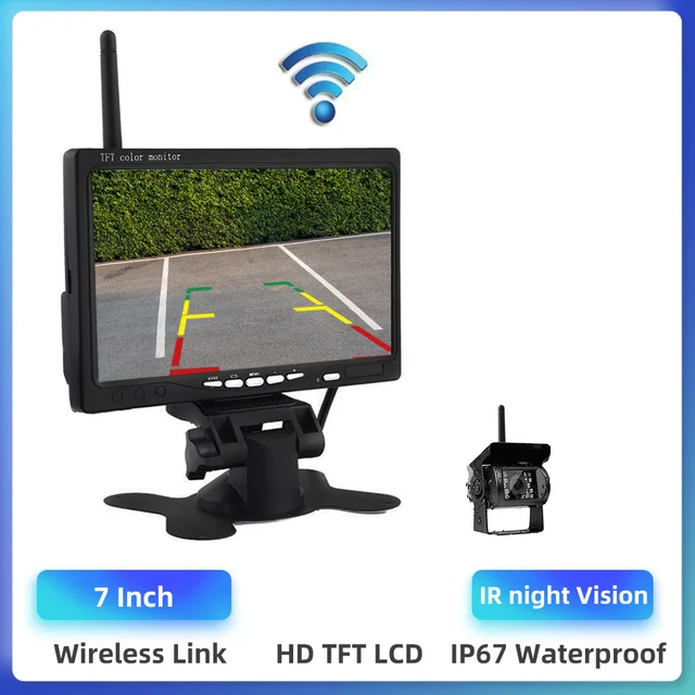 Podofo 7 Zoll Auto monitor drahtlose Kamera tft lcd hd digitales Umkehr auto ir Nachtsicht ...