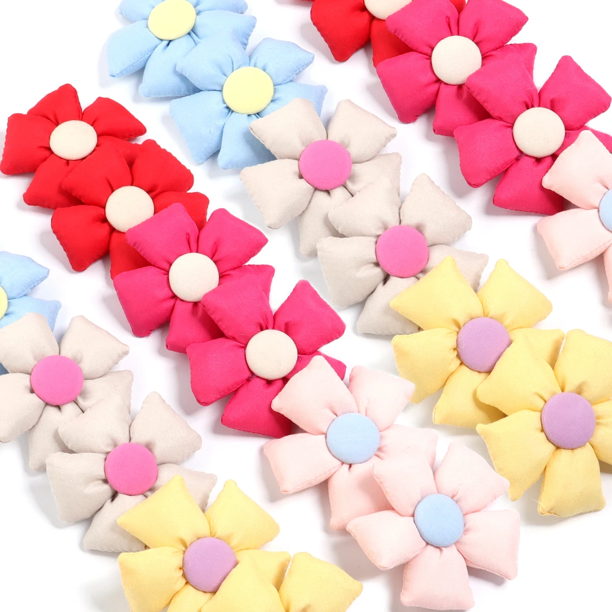 4pcs/lot Fabric Five Petals Flowers 7cm Cloth Fabric Flower Filling ...