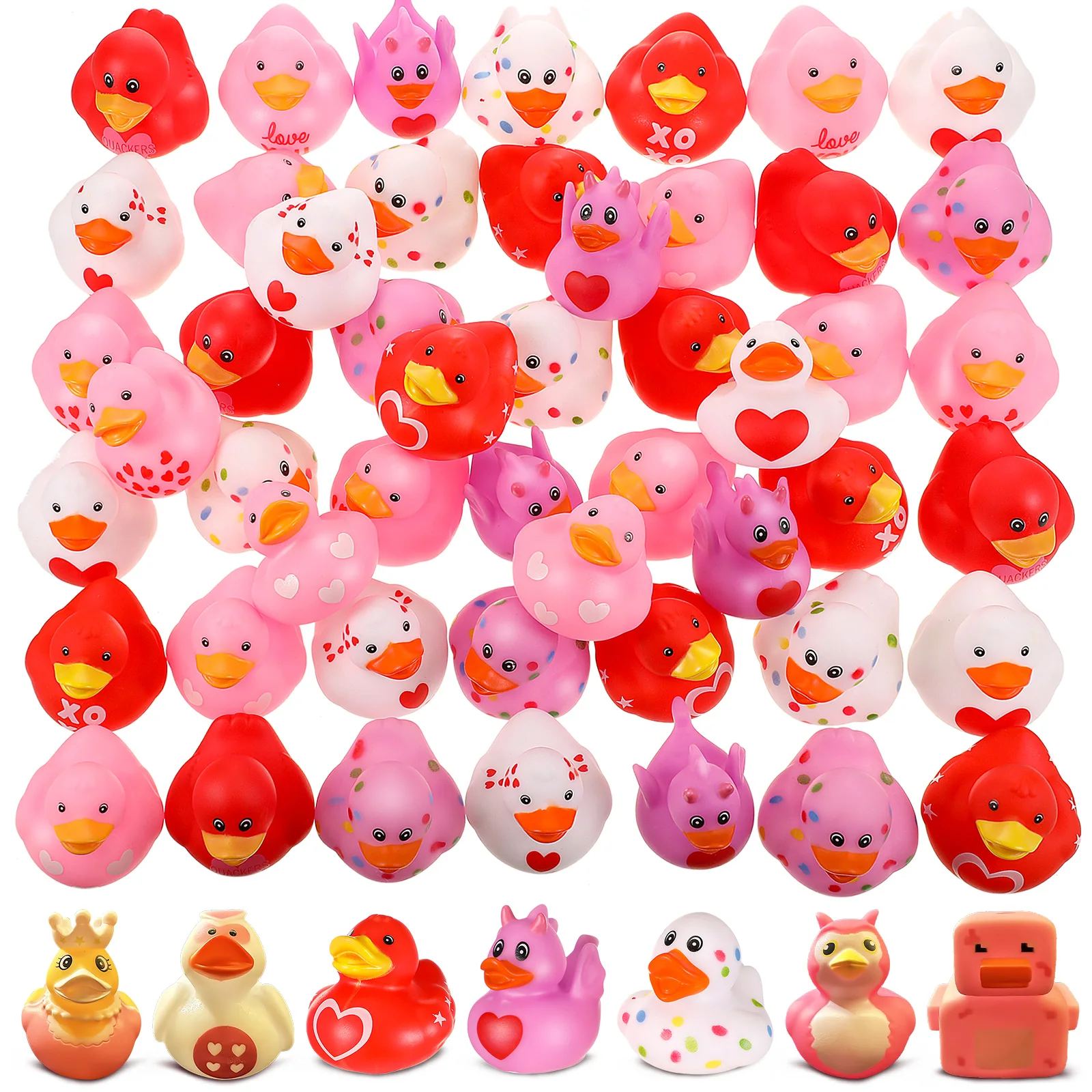 50-100Pcs-2Inch-Valentine-Rubber-Duck-Heart-Duck-Small-Tiny-Rubber-Duck ...