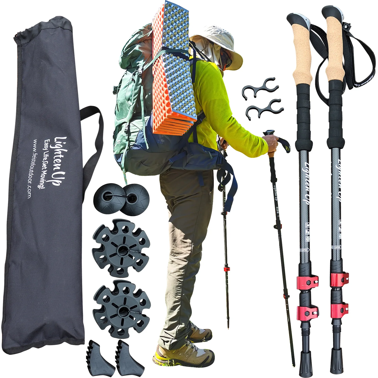 2PCS-Climbing-Stick-Ultralight-Trekking-Poles-Carbon-Fiber-or-Aluminum ...