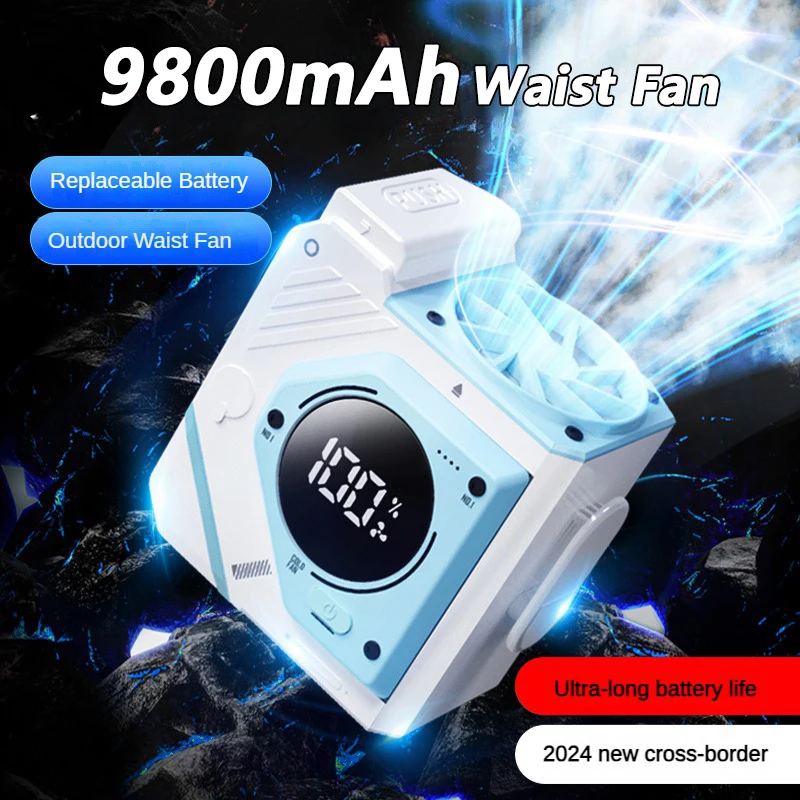 9800mAh-Portable-Waist-Fan-Outdoor-Camping-Fan-Replaceable-Battery-USB ...