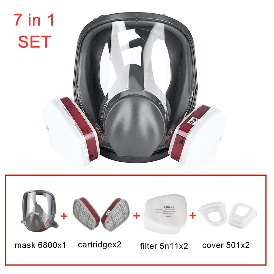 7in1-6800-Gas-Mask-Full-Face-Cartridges-6001-6002-6004-Organic-Acid ...