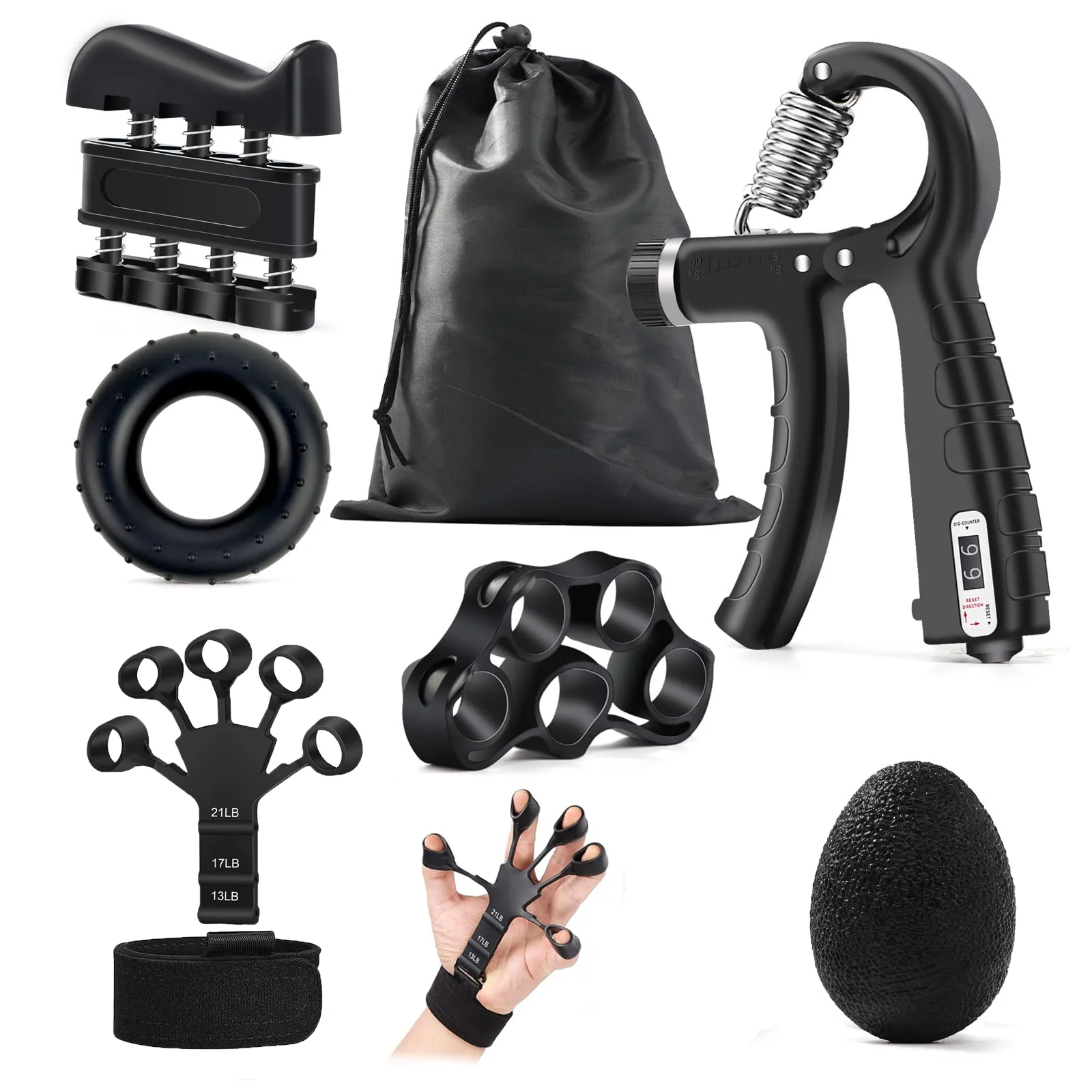 Grip Strength Trainer Kit 1-6 Pack Hand Grip Strengthener for Muscle ...