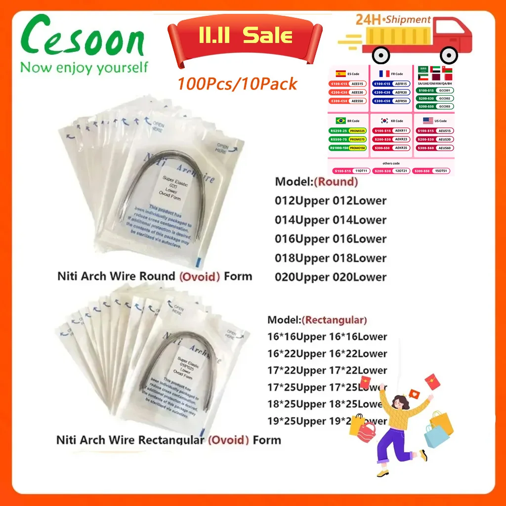 10Packs-Dental-Orthodontic-Niti-Arch-Wire-Super-Elastic-Round ...