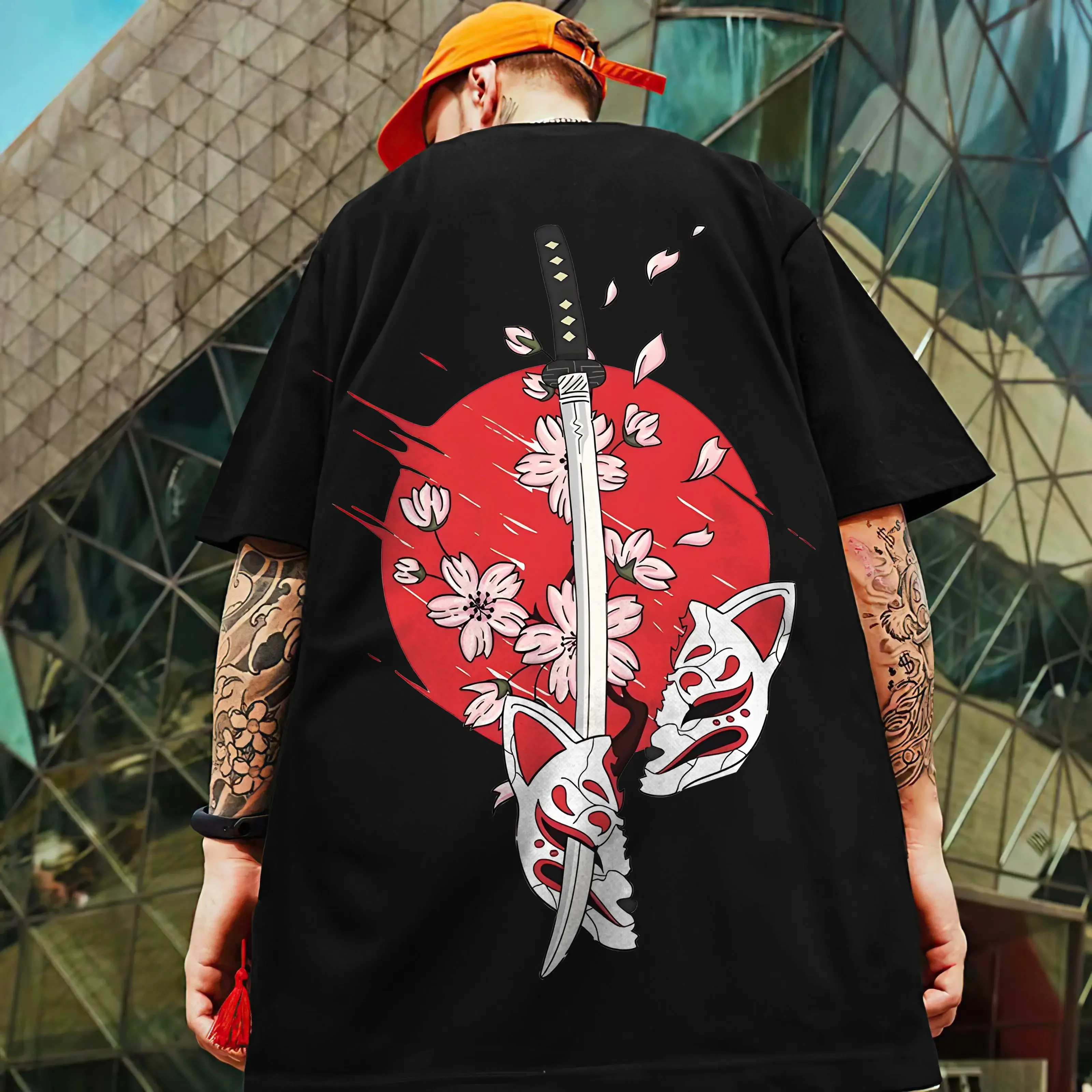 Men-s-Vintage-Print-T-shirt-Japanese-Katana-Print-Men-s-Street-Harajuku ...