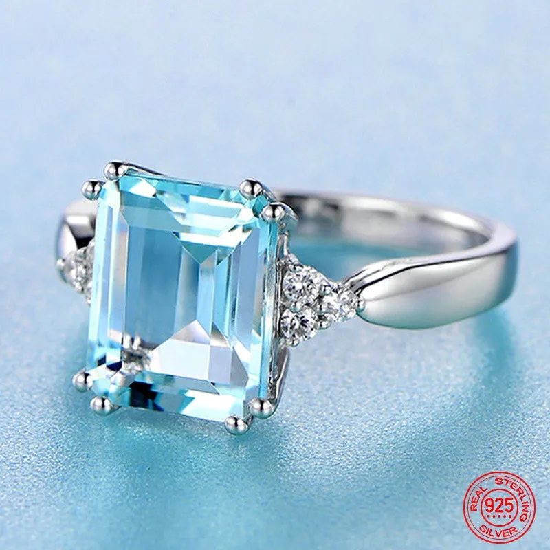 925-Sterling-Silver-Fashion-Aquamarine-Gemstone-Ring-For-Women-Wedding ...