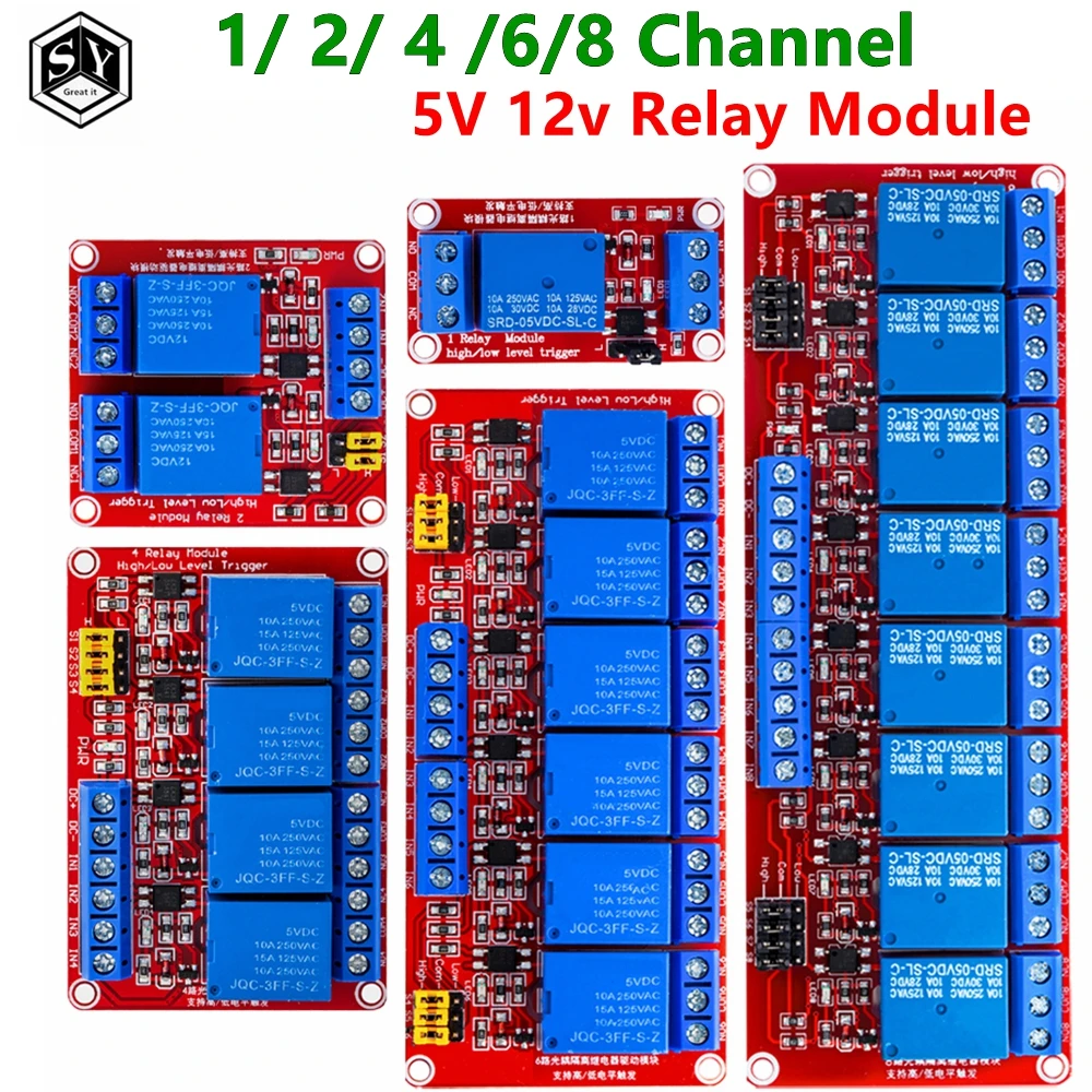 1PCS-1-2-4-8-Channel-12v-5V-Relay-Module-Board-Shield-with-Optocoupler ...
