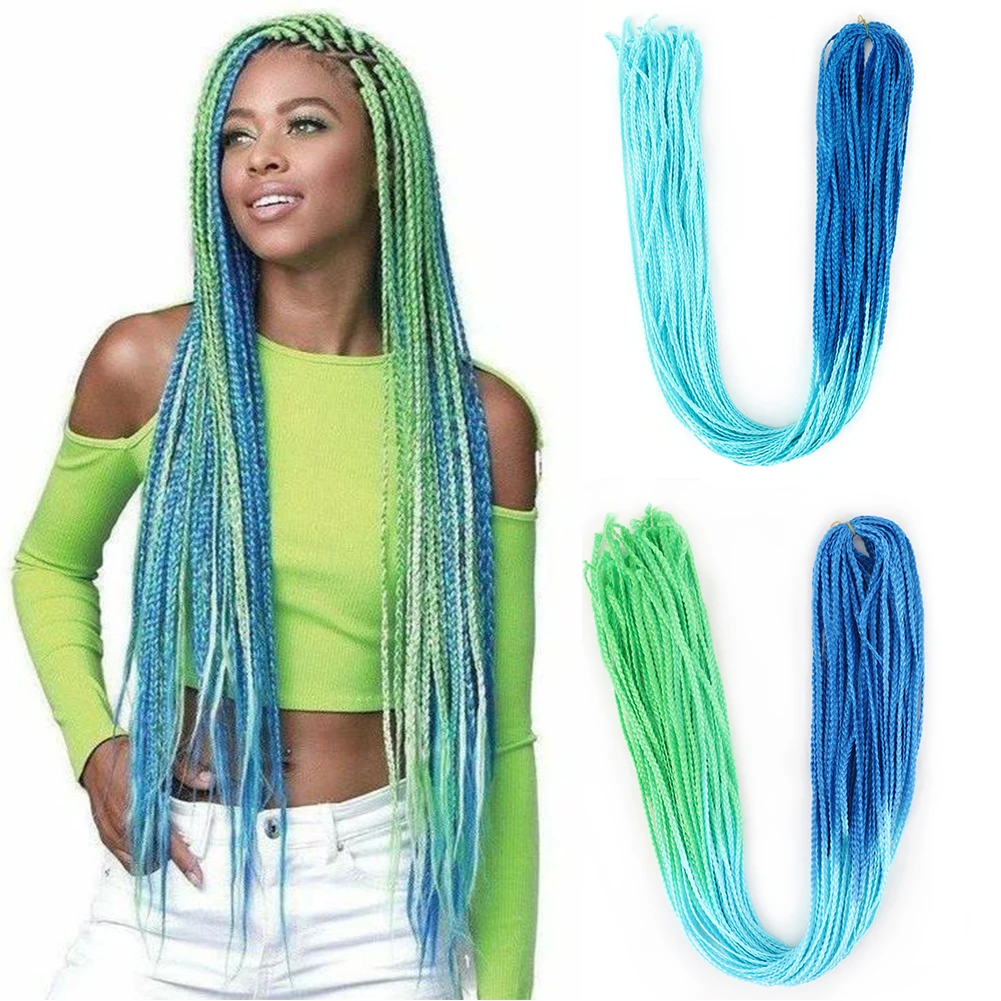 Box Braids With Blue
