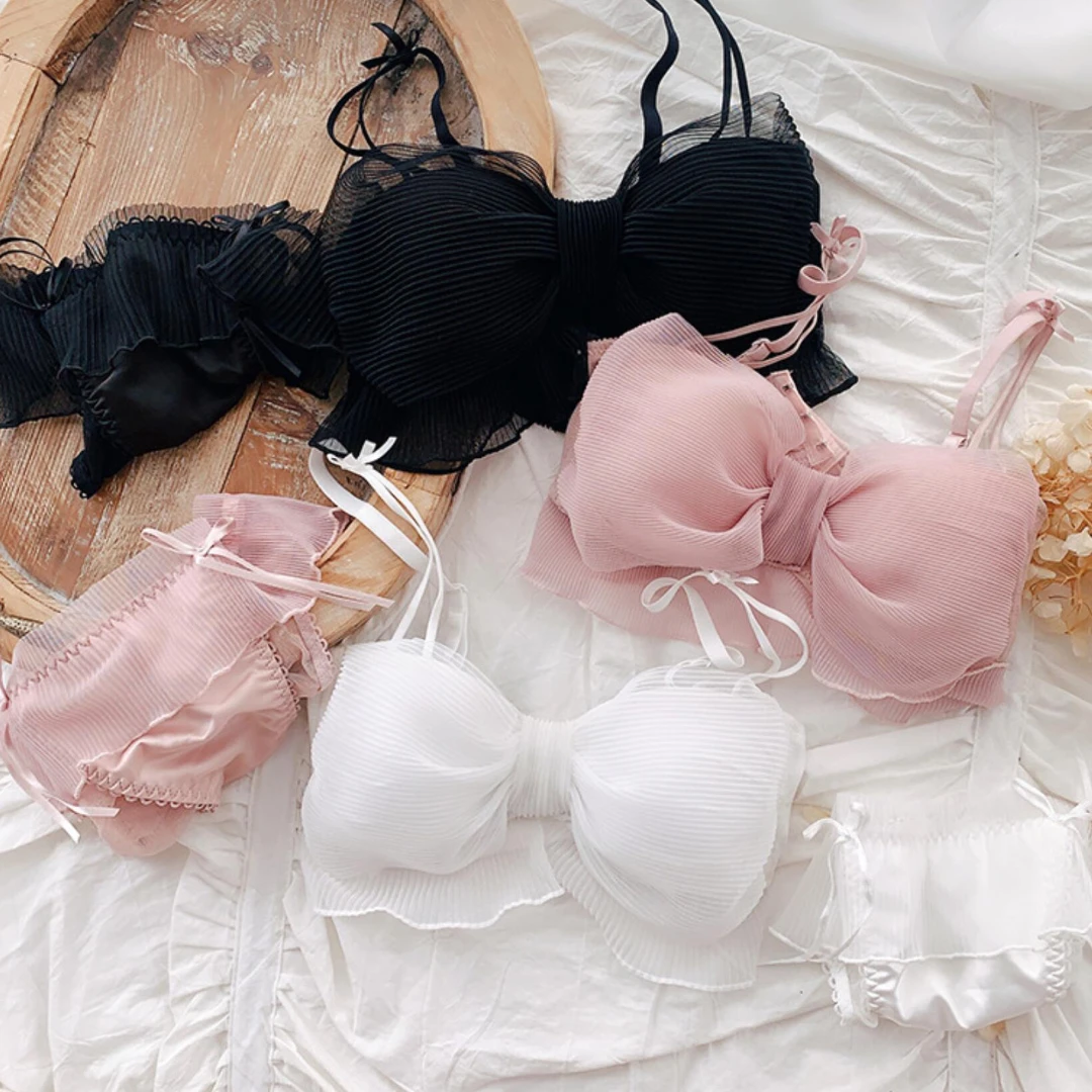 Japanese-Bras-Lolita-Girls-Folds-Bow-Lovely-UnderwearFolding-Wrinckle ...
