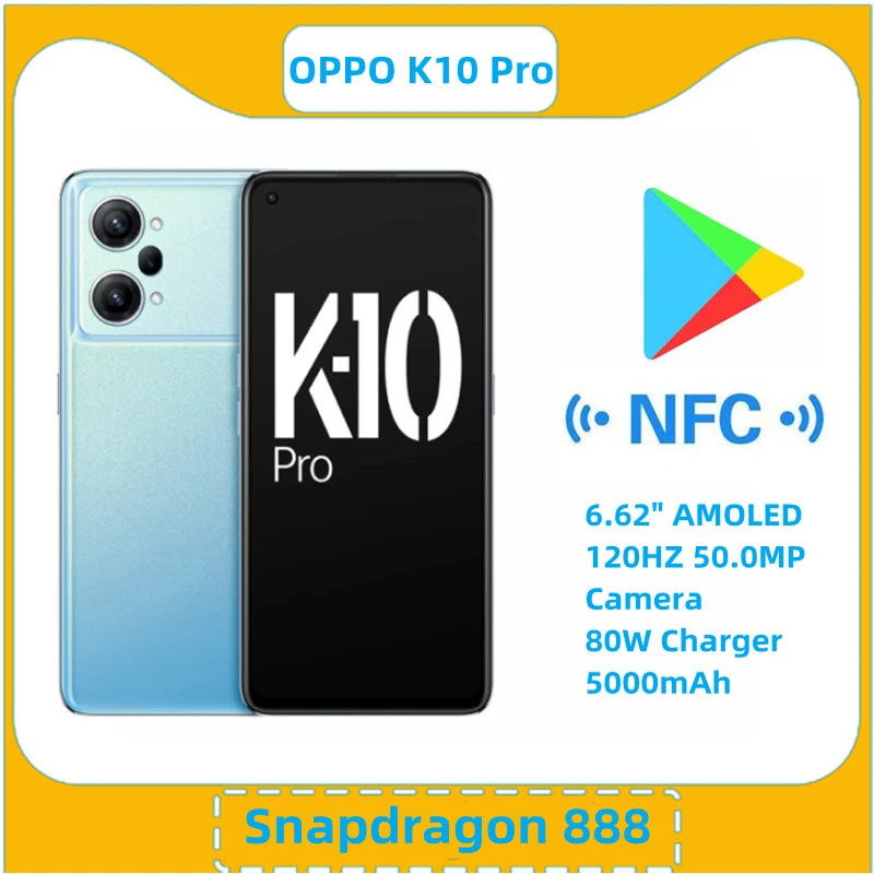 Original Oppo K10 Pro 5g Mobile Phone Snapdragon 888 Screen Fingerprint 6.62" Amoled 120hz 50 ...