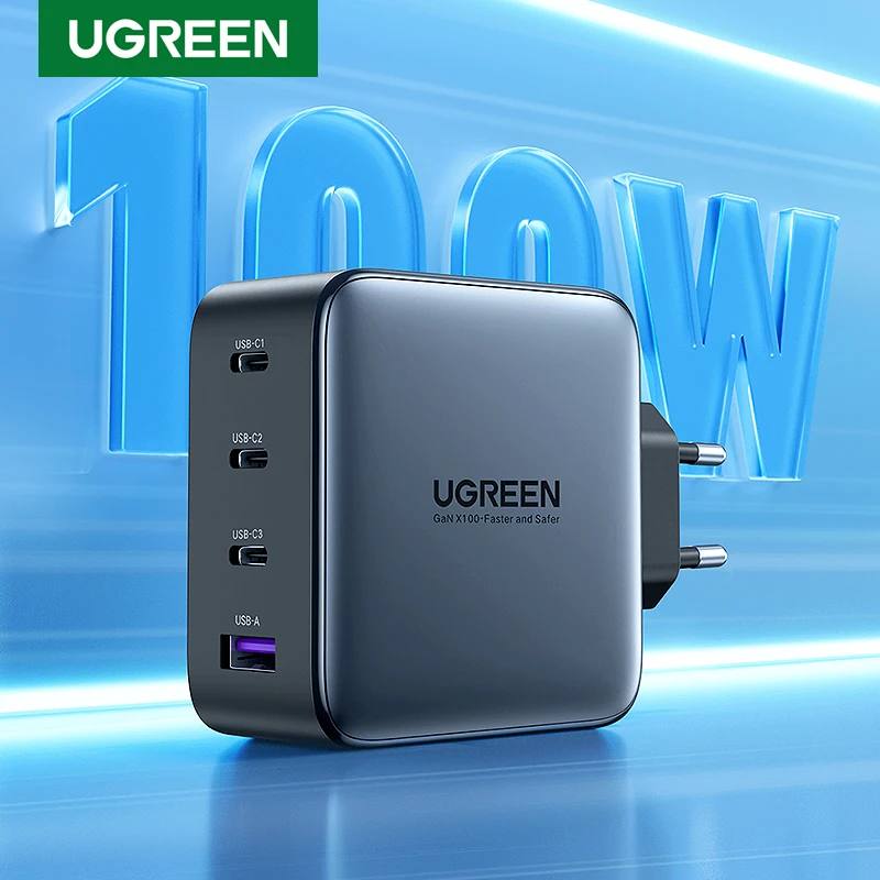 Ugreen gan carregador 100w usb c pd carregador rápido qc4.0 3.0 carga rápida carregador de ...