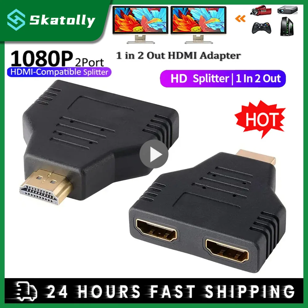 HDMI-compatible-Cable-Splitter-1080P-2-Dual-Port-Y-Splitter-1-In-2-Out ...
