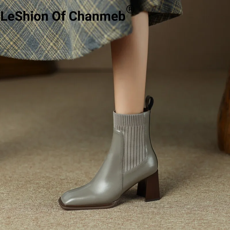 LeShion-of-Chanmeb-Bottes-en-cuir-naturel-pour-femmes-chaussette-Parker ...