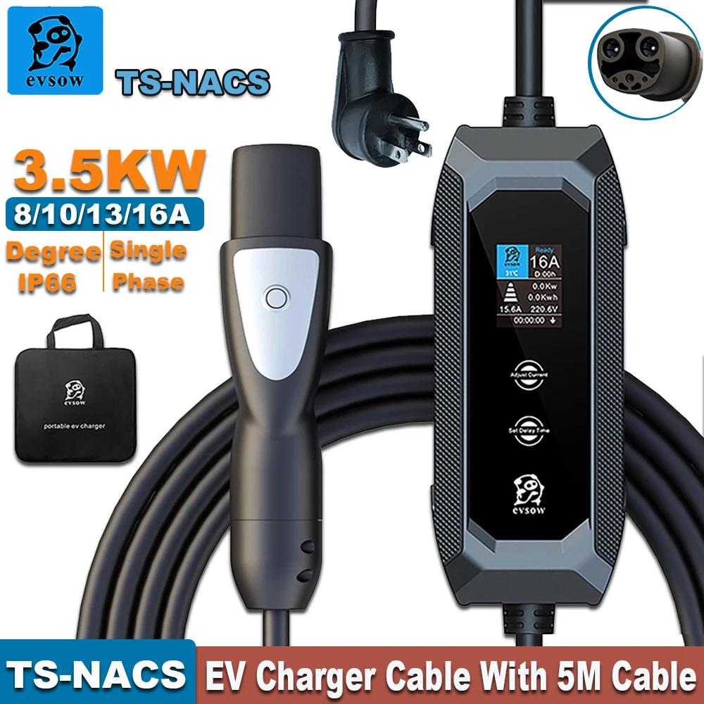 evsow-Portable-EV-Charger-TS-NACS-16A-3-5KW-Electric-Car-Charger-NACS ...