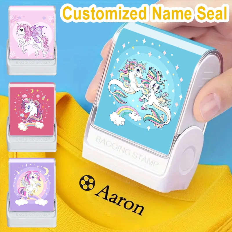 Custom Kids Clothes Stamps, Girls Unicorn Name Stamp seal, Personalized ...