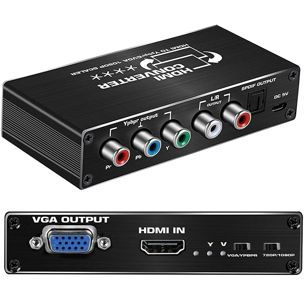 ProAV HDMI to Ypbpr RGB 컨버터 스케일러, 720p 1080P HDMI to 컴포넌트 VGA 컨버터, HDMI ...