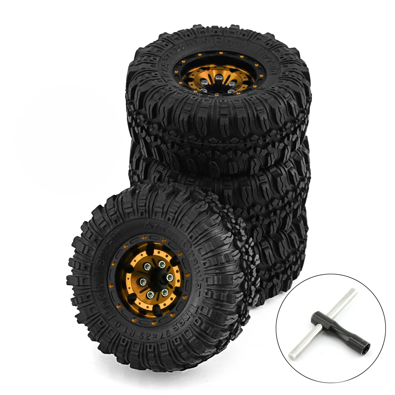 4pcs scx24 beadlock wheels scx24 tires 1.0 beadlock wheels 1.0 crawler ...