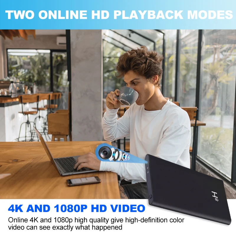 Mini caméra 64 Go-Mini Caméra Invisible 4K HD Power Bank, Wifi ...