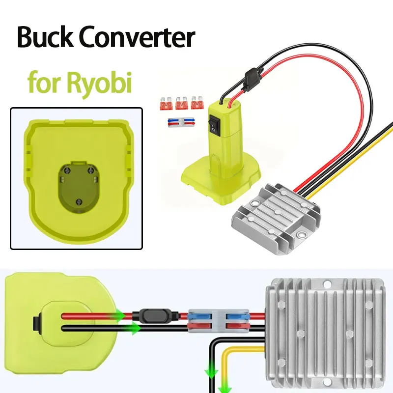 18V to 12V Buck Converter With Switch 30A Fuse Wire Terminal For Ryobi ...