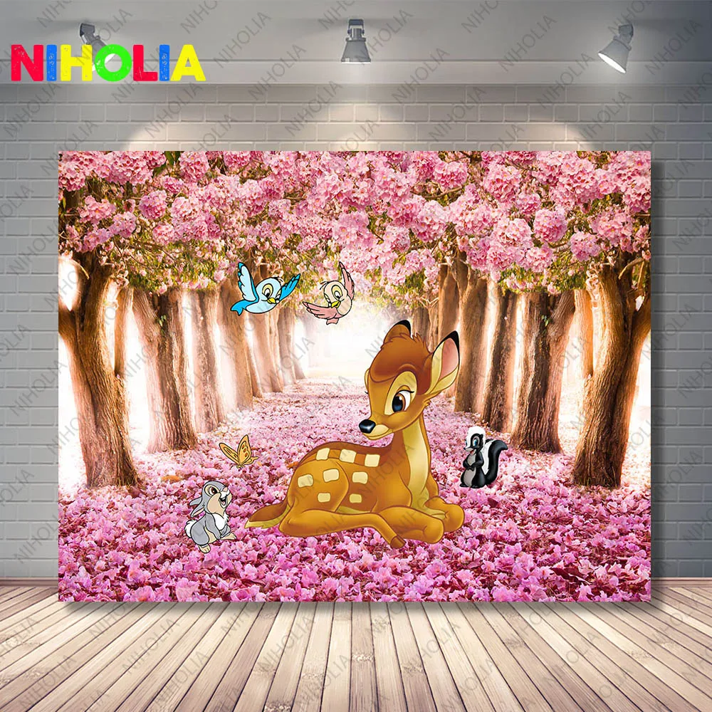 Crown-Bambi-Floral-Poster-Backdrop-Disney-Flowers-Girl-1st-Birthday ...