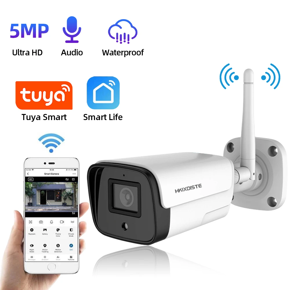 Tuya Smart Outdoor WiFi Security Camera Outdoor 5MP Wireless Bullet ...
