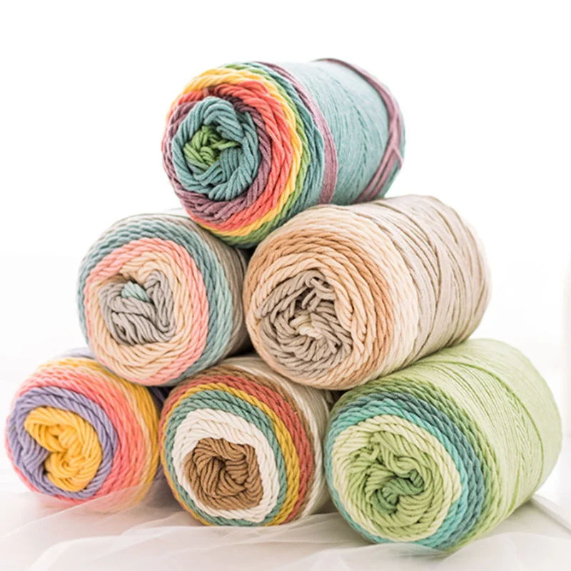 3pcsX100g-Rainbow-Yarn-5-Strand-Segment-Dyed-Yarn-DIY-Handmade-Knitted ...