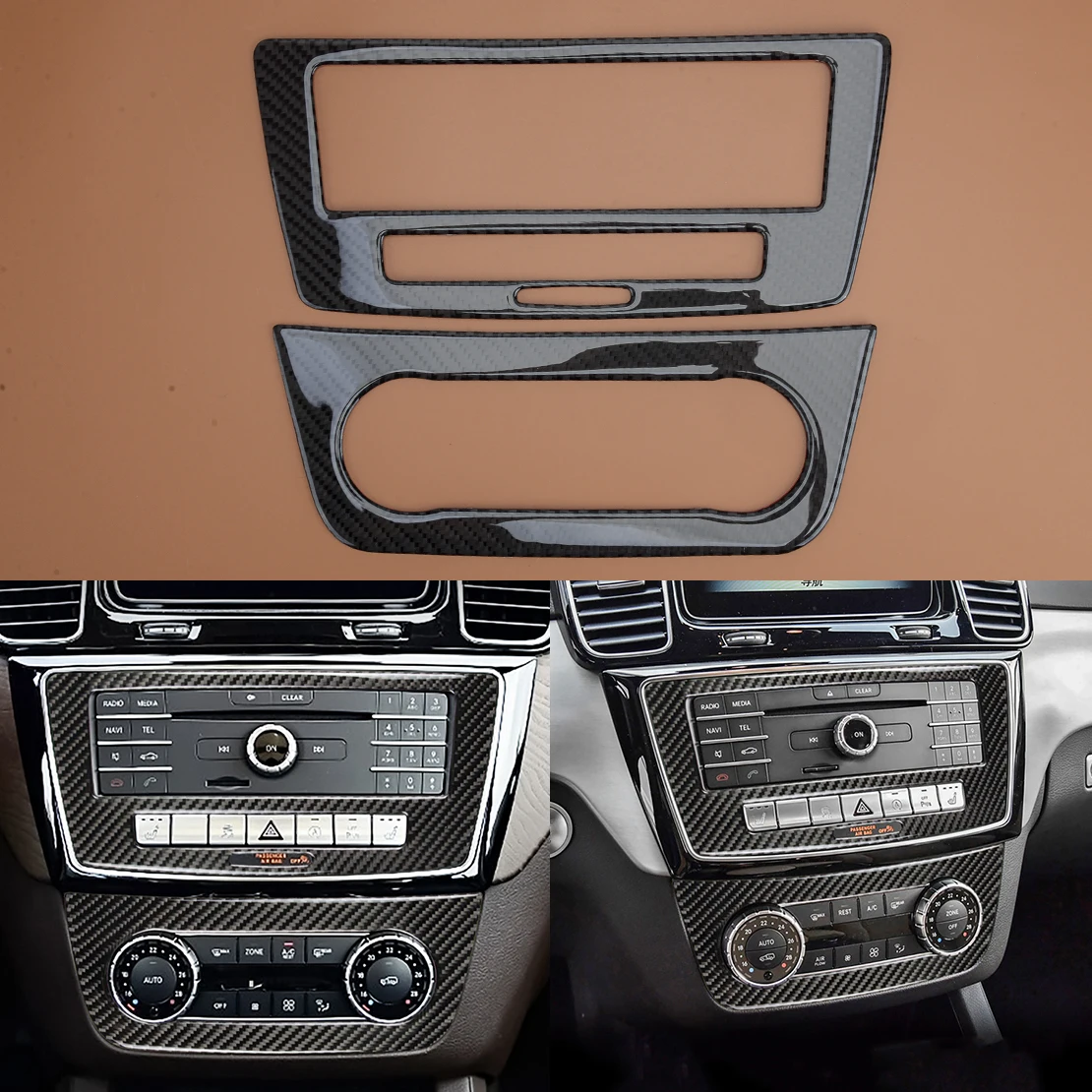 2Pcs-set-Car-Center-Console-CD-Panel-Cover-Trim-Fit-for-Mercedes-Benz ...
