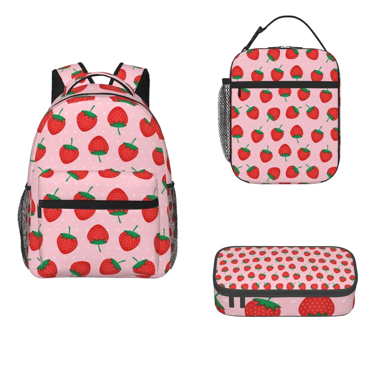 Pink-Summer-Strawberries-Print-Backpacks-Girls-Bookbag-Students-School ...