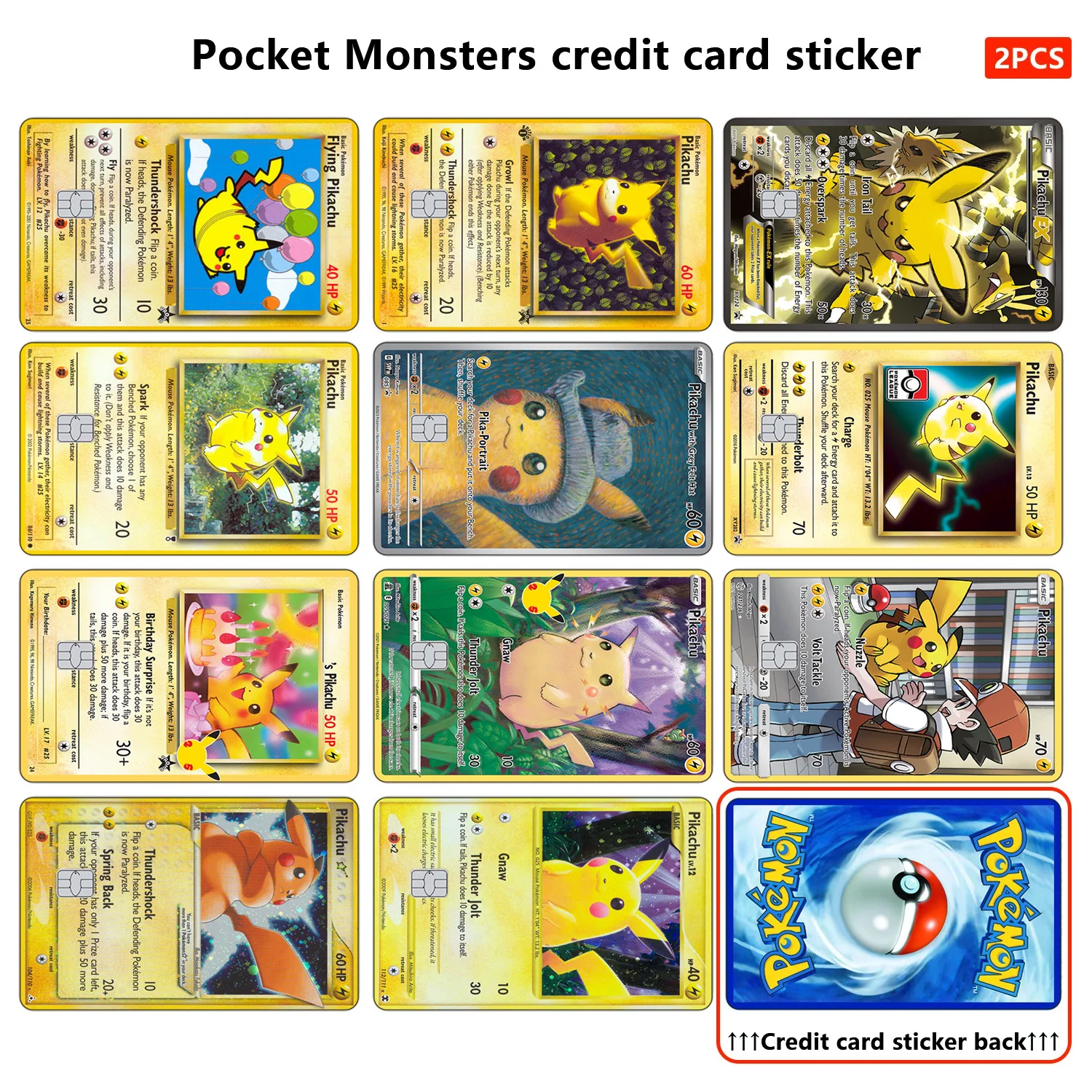 PTCG Credit Card Skin Stickers Anti-degaussing No Adhesive Residue ...