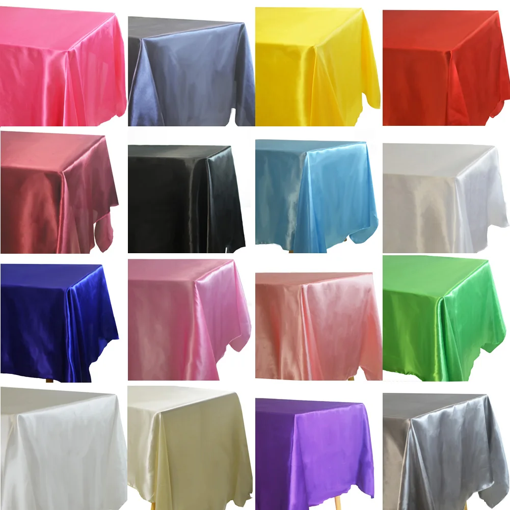 Rectangle White Wedding Table Tablecloth | Rectangular Satin Wedding ...