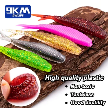 15Pcs Fishing Soft Lures Plastic Baits 7cm Lifelike Forked Paddle Tail ...
