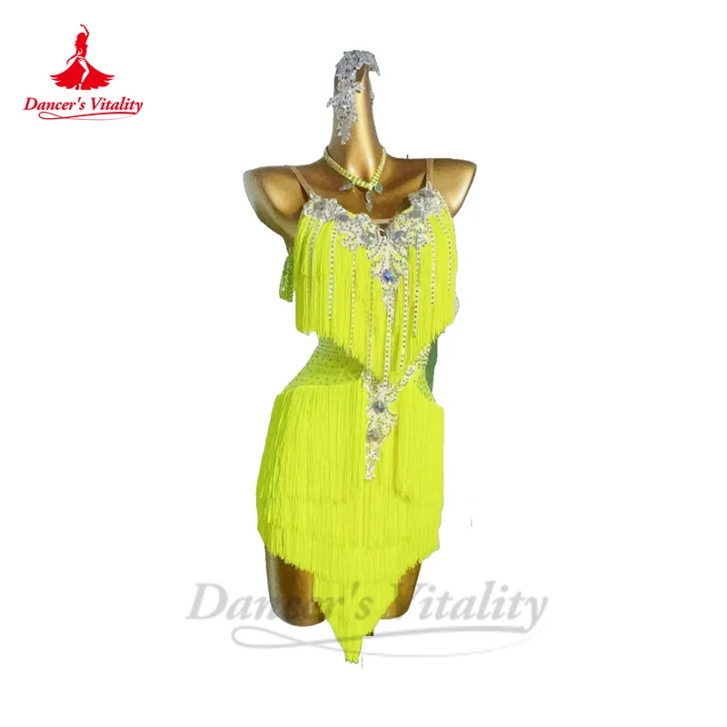 Latin-Dance-Fringe-Dress-for-Women-Customsized-Rumba-Chacha-Tango ...
