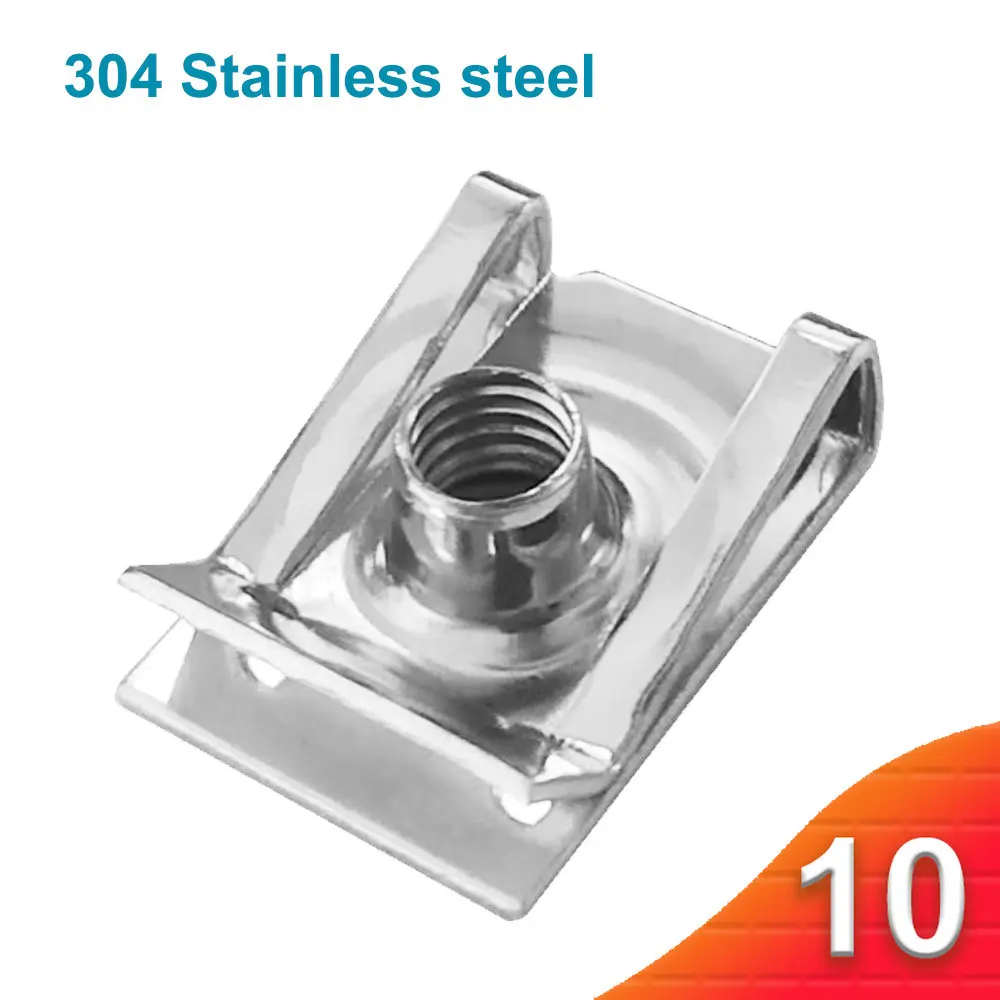 10Pcs 304 Stainless Steel Clip Nut M4/M5/M6/M8 Reed U Nuts Speed Clip ...