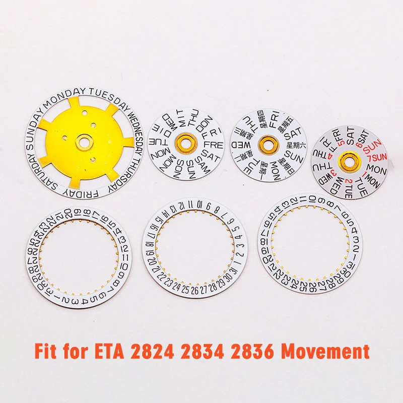 Eta 2824 2834 2836 Watch Movement Day Date Wheel Week Dial Day/date At ...