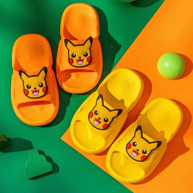 Pokemon Pikachu Cartoon Cute Boys Girls Slippers Shoes Summer Thick ...