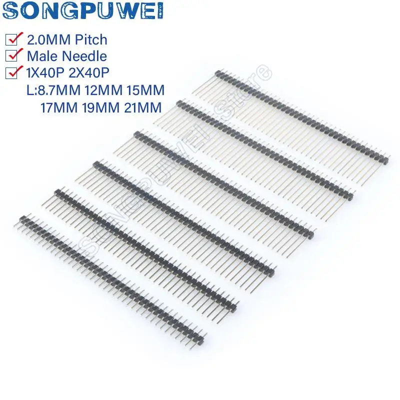 10Pcs-2-0mm-Single-Row-Male-1x40P-Breakaway-PCB-Board-Pin-Header-Long ...