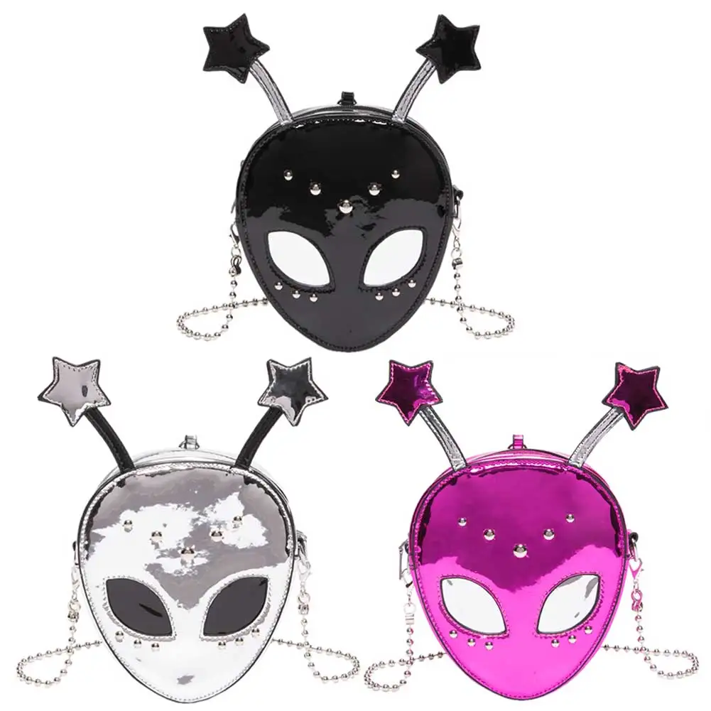 PU Leather Alien Pattern Shoulder Purse Removable Chain Women Hobo Bag ...