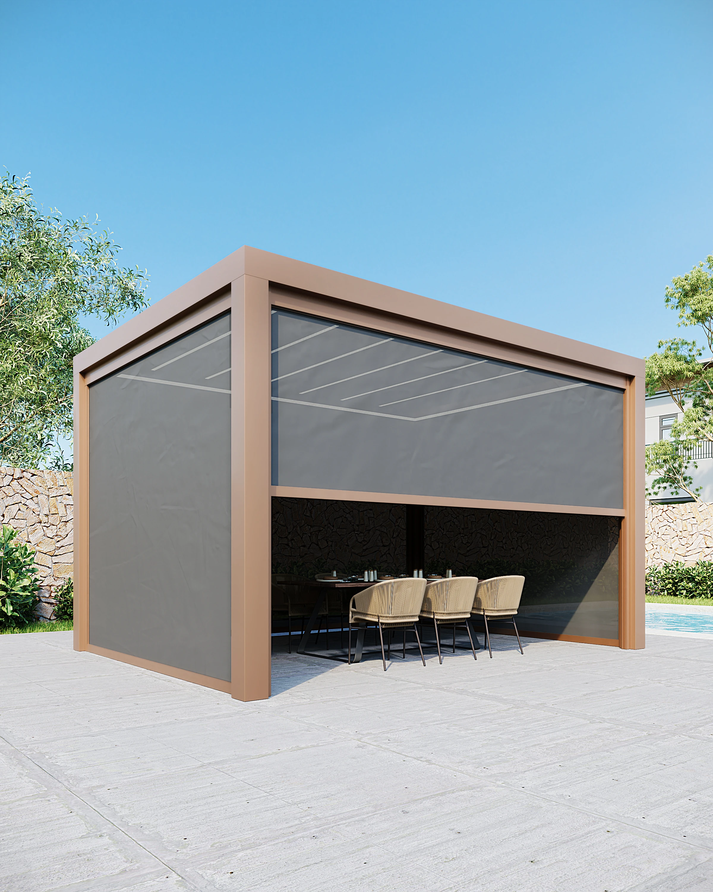 Modern Motorized Opening Roof Waterproof Retractable Aluminum Pergola ...