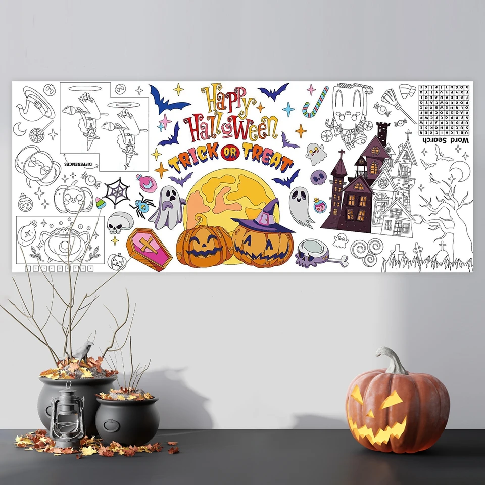 Halloween Crafts Giant Coloring Poster 30 X 72 Inch Cake Large Coloring ...