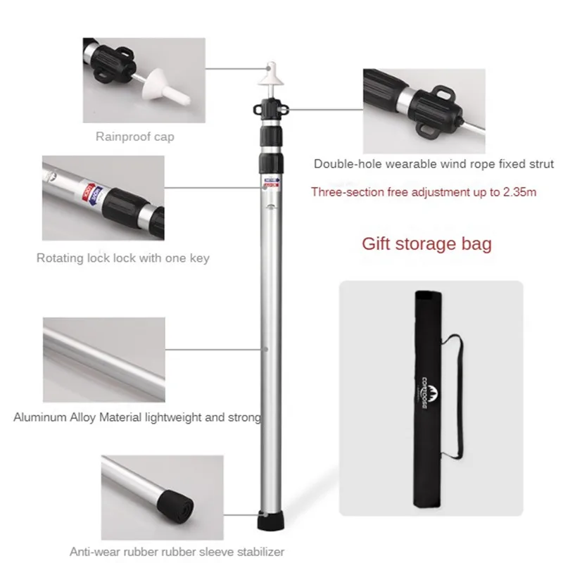 Adjustable Tent Pole Thicken Aluminum Alloy Tent Support Rods Beach ...