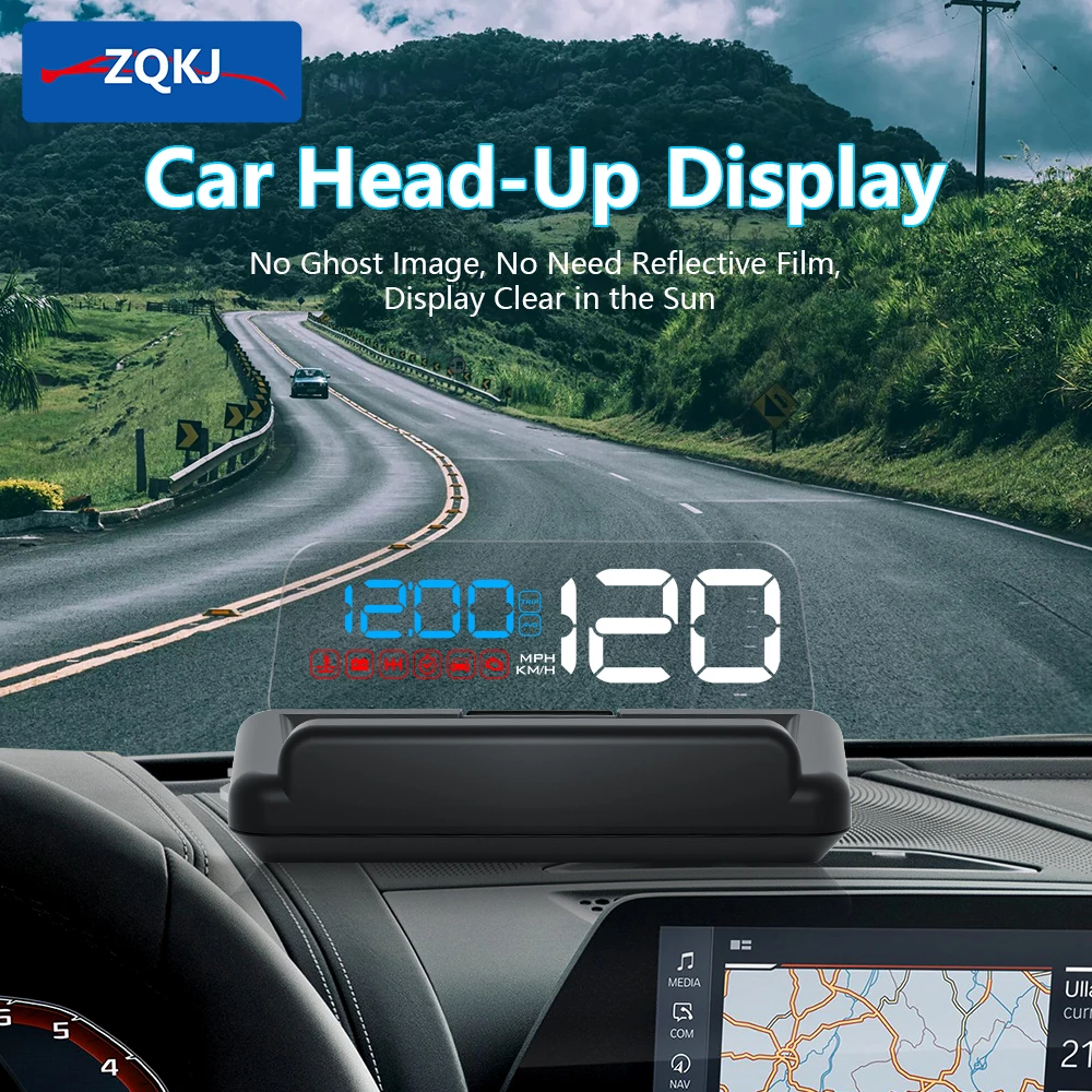 ZQKJ C500 HUD Car OBD2 Head Up Display Speedometer Projector EOBD Auto ...