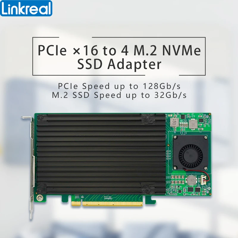 Linkreal Quad M.2 Nvme Ssd Pcie X16 Adapter With Plx 8747 Pci Express 3 ...
