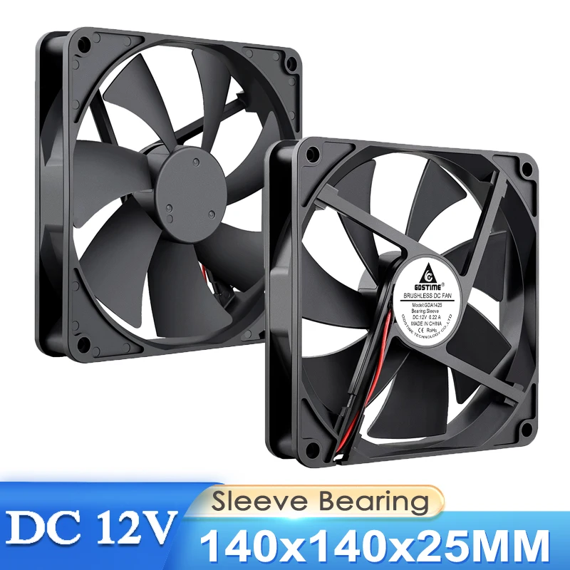 1pieces Gdstime 12v 2pin 14025 140mm 140x140x25mm 14cm Pc Computer Case Cpu Dc Cooling Fan ...
