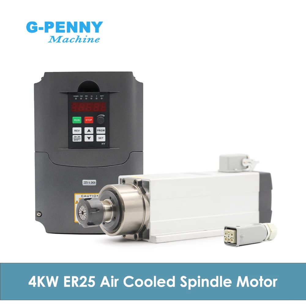 G-Penny 4kw ER25 air cooled spindle motor 18000rpm 4pcs bearings 220v ...