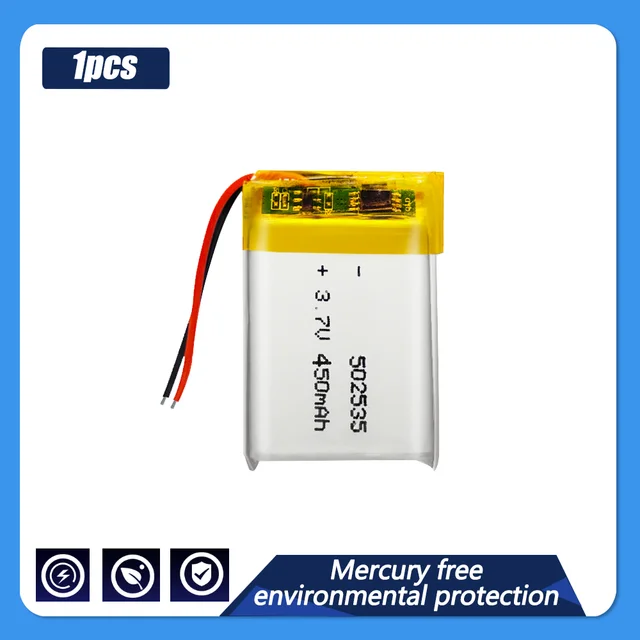 502535 450mAh 3.7V Rechargeable Lithium Polymer Battery For MP3 MP4 MP5 GPS Toy Pedometer LED ...