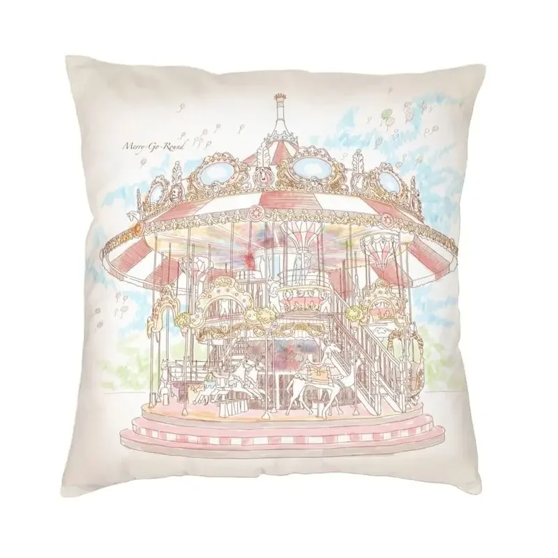 Pastel-Circus-Carousel-Cushion-Cover-Double-Side-3D-Print-Amusement ...