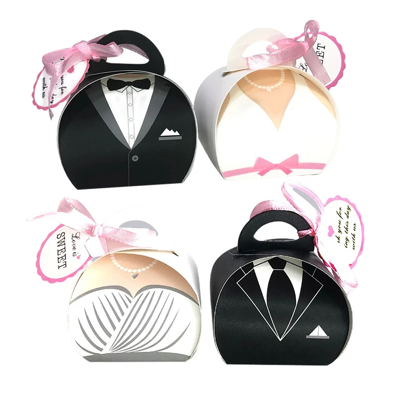 10/20/50pcs Wedding Candy Box Bride And Groom Dresses Favor Gift Boxes ...