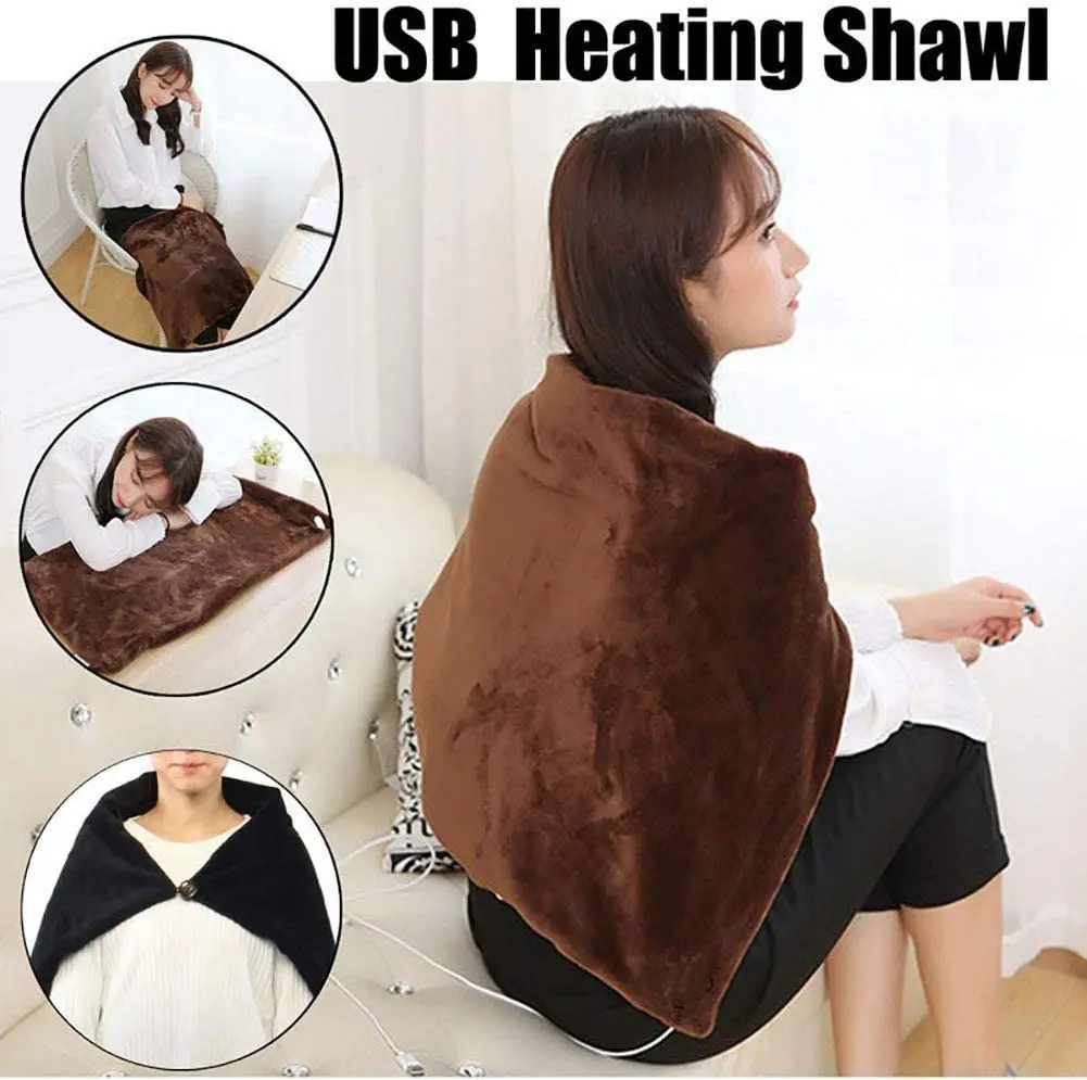 100x60CM-USB-Heated-Warm-Shawl-Winter-Electric-Blanket-Heating-Cold ...