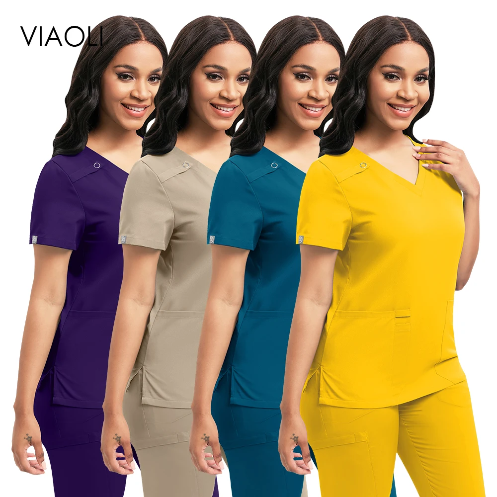 Hot Selling Straight Pants Set Multi Colored Workwear Women Veterinary ...