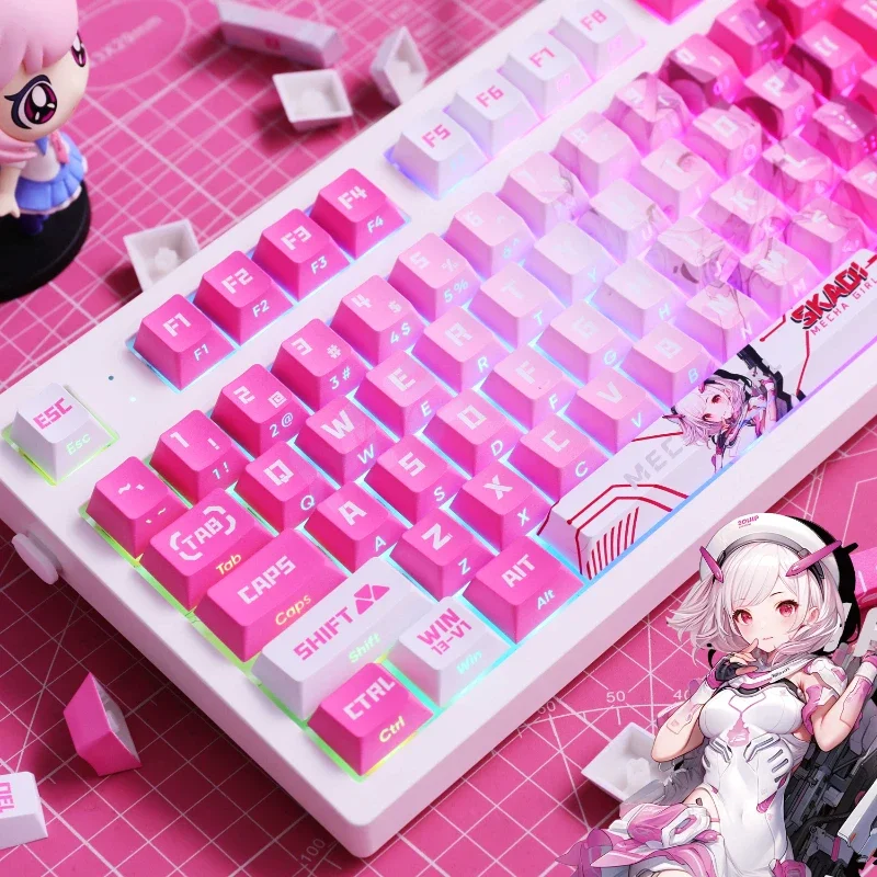 Skadi-rosa-personalizado-bonito-Keycaps-lado-escultura-cereja-perfil ...